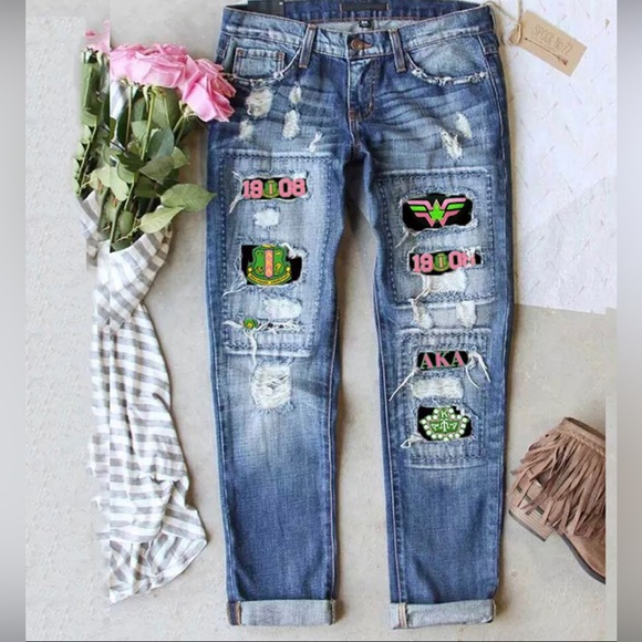 Jeans | Alpha Kappa Alpha Aka Distressed Jeans | Poshmark